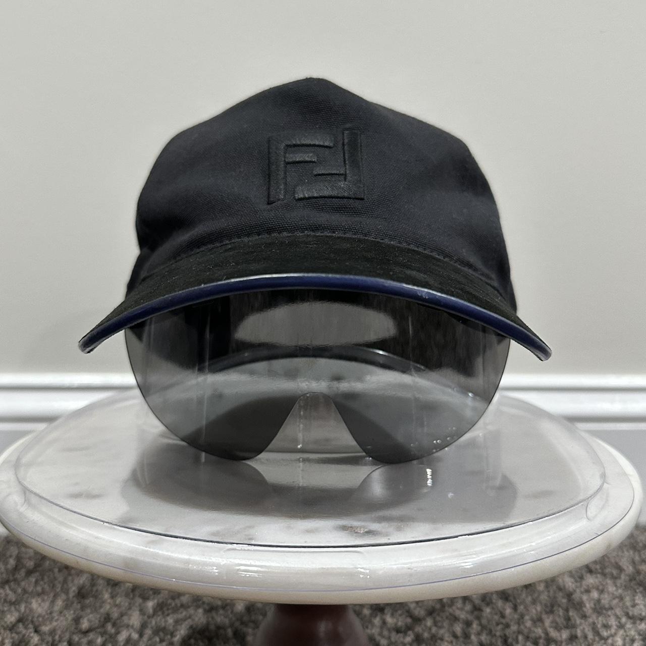 Fendi Black FF Eyecap Baseball Hat with Shield... - Depop