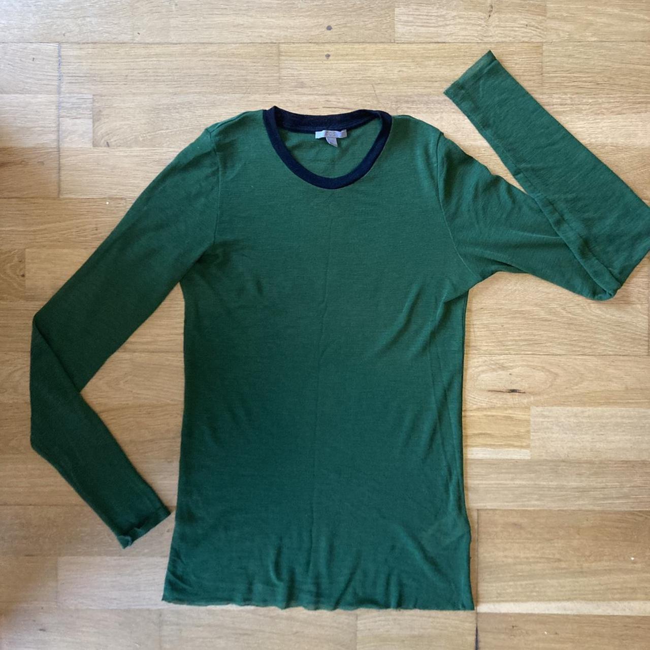 COS Women's Green and Black Top | Depop