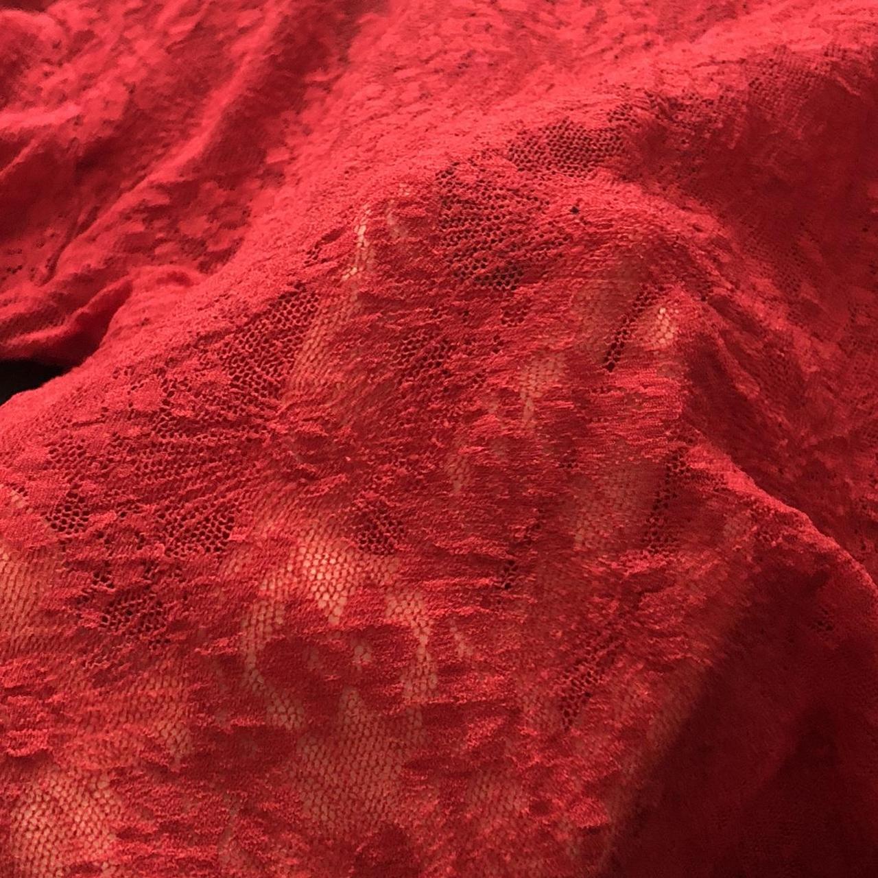 red lace bodysuit with flare sleeves. wore once. - Depop