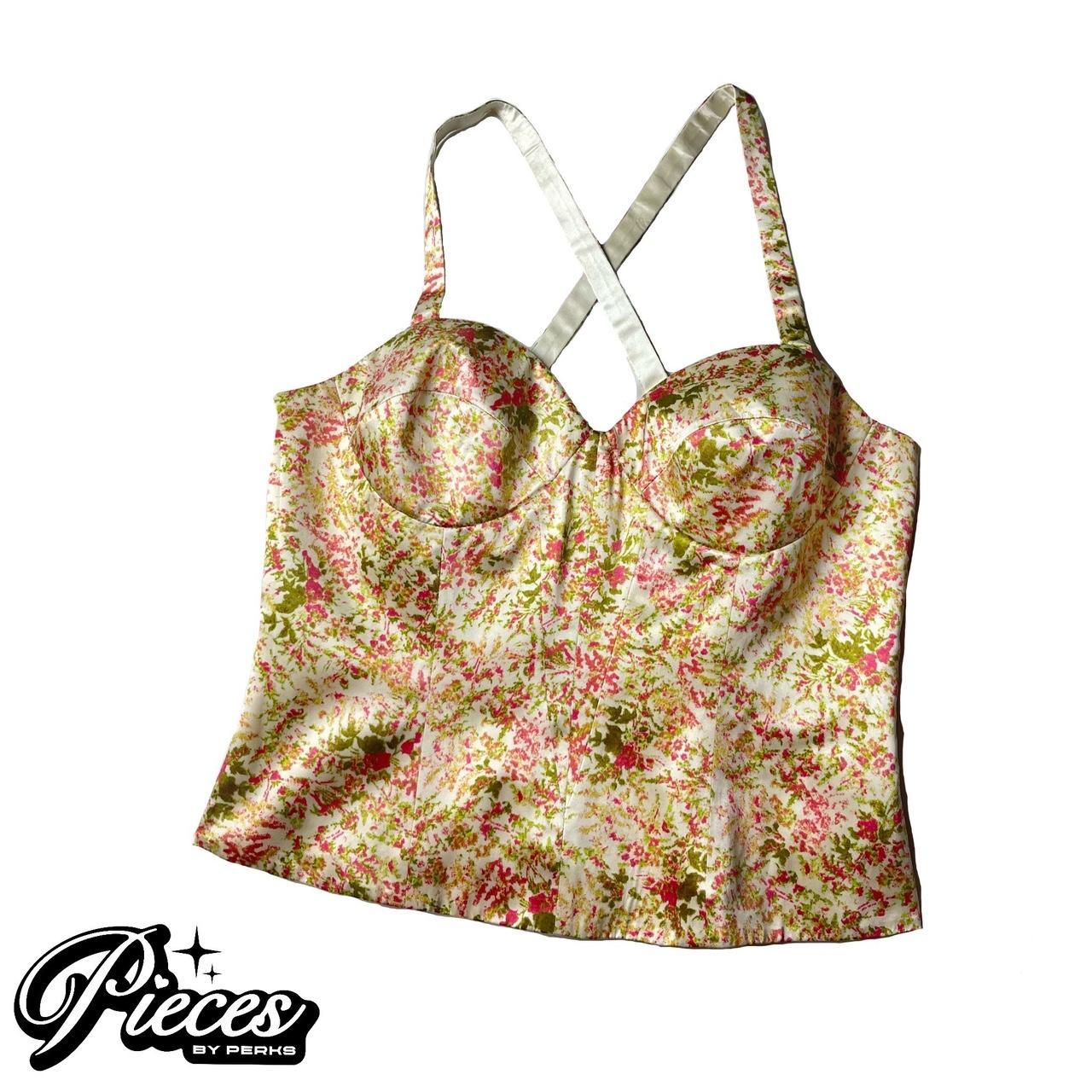 Caché Floral Halter / Corset Top #spring #floral... - Depop