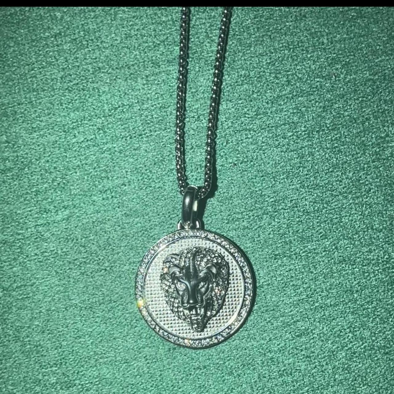 vintage “versace” lions head silver necklace | Depop