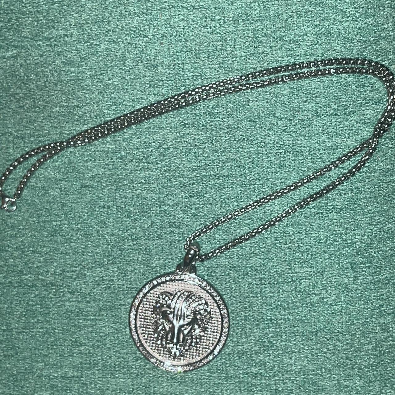vintage “versace” lions head silver necklace | Depop