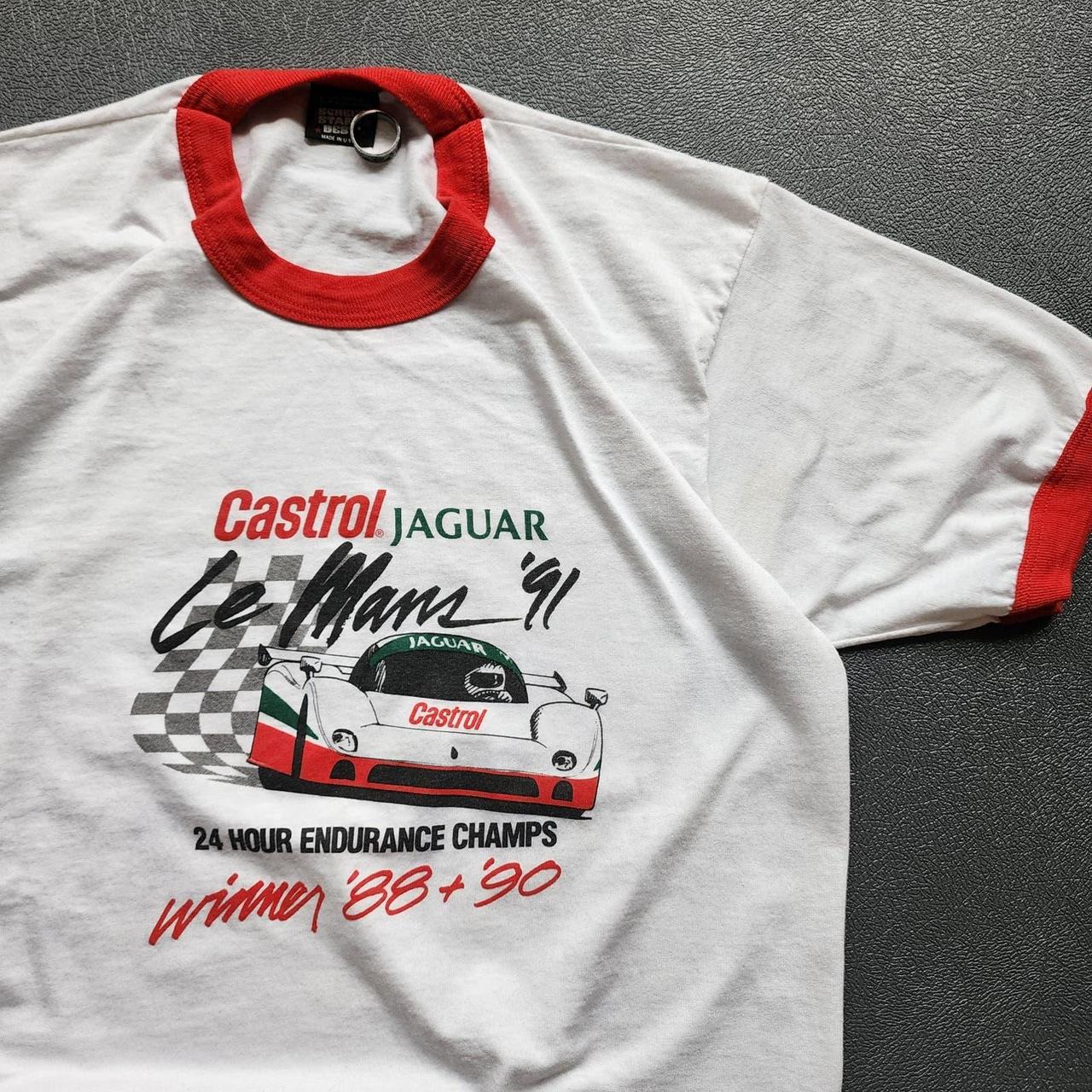 Vintage Castrol Jaguar Race Car 1991 Ringer Shirt... - Depop
