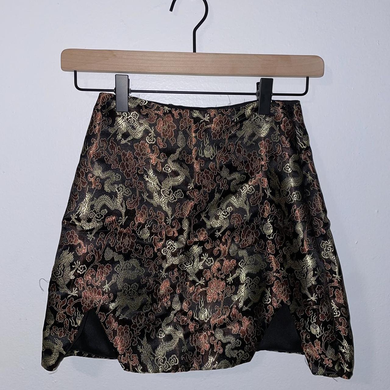 Traditional Chinese Print Satin Mini Skirt. Great... - Depop