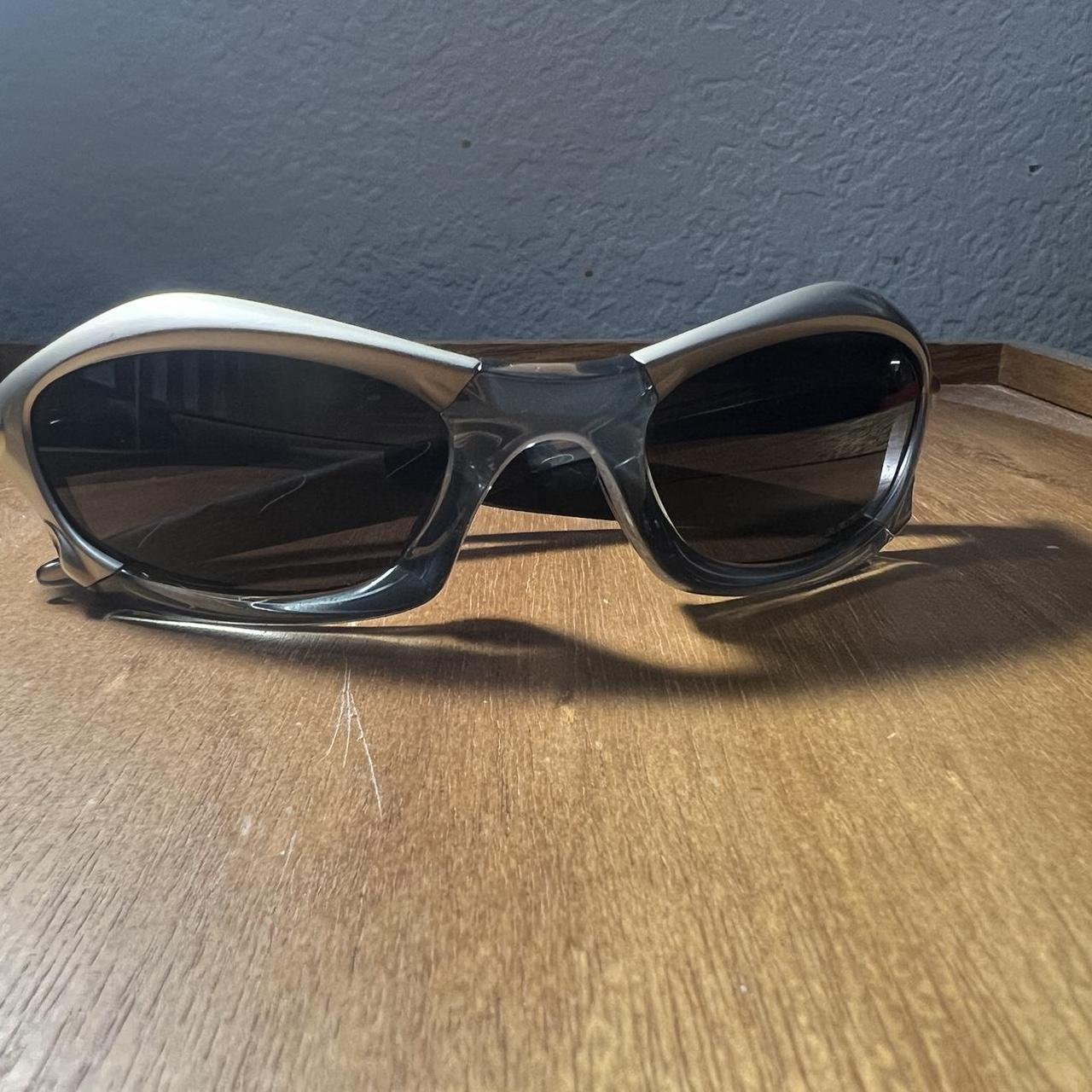 2002 Oakley Splice Sunglasses Metallic Grey and... - Depop
