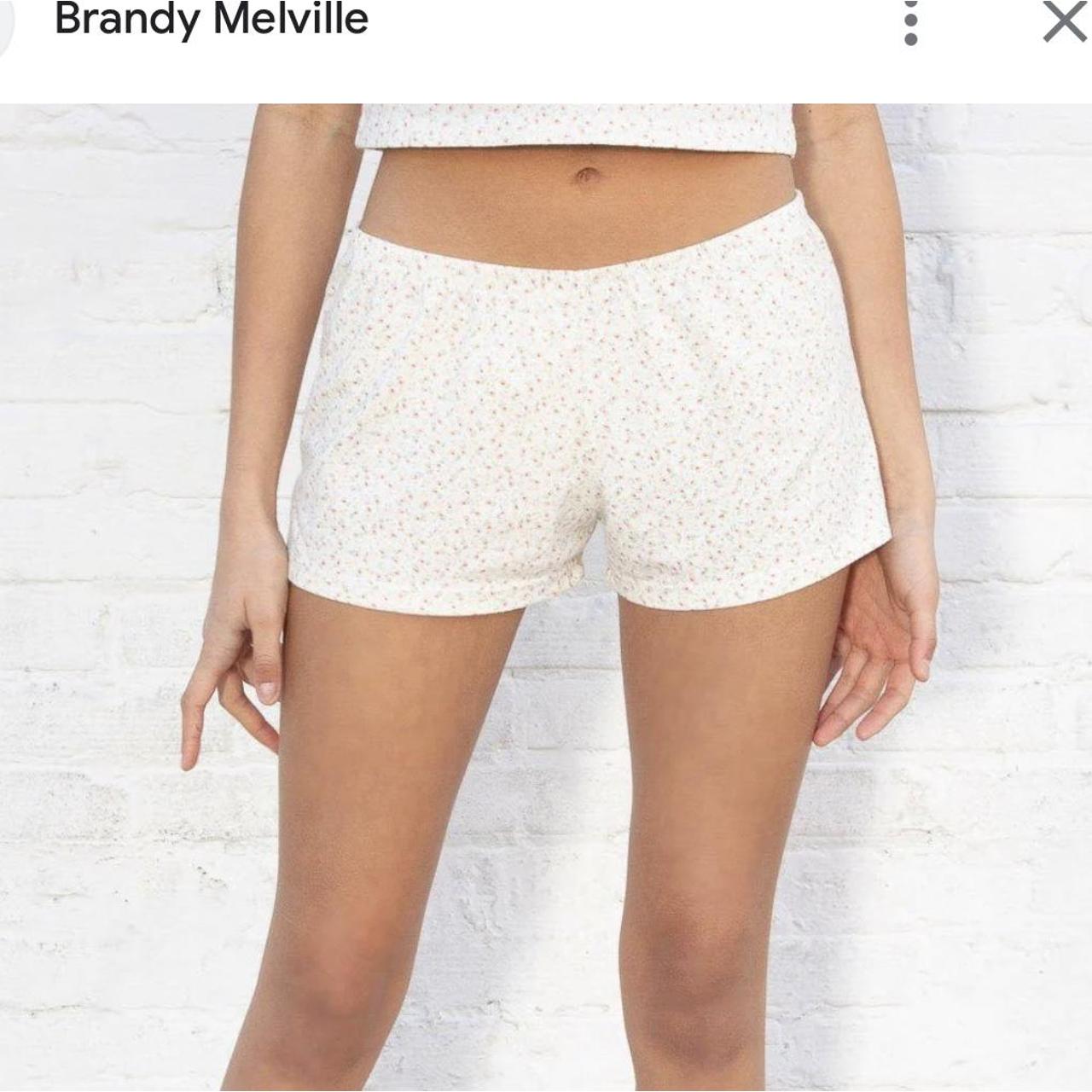 Brandy Melville Emery floral shorts Green pink... - Depop