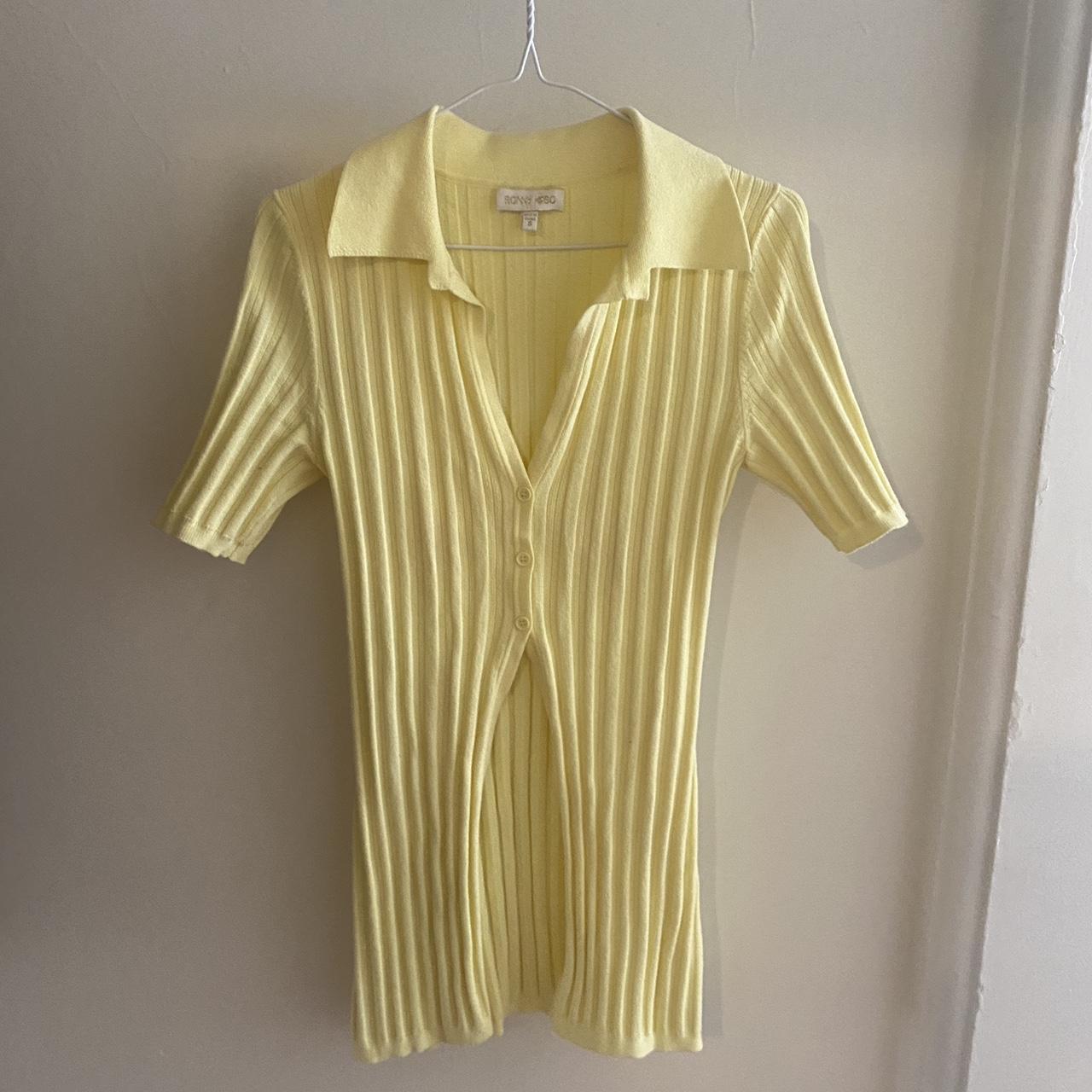 Ronny Kobo buttery yellow ribbed top. #ronnykobo... - Depop