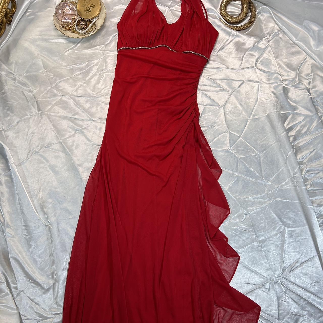 Red halter prom/formal dress with studied bust. It’s... - Depop