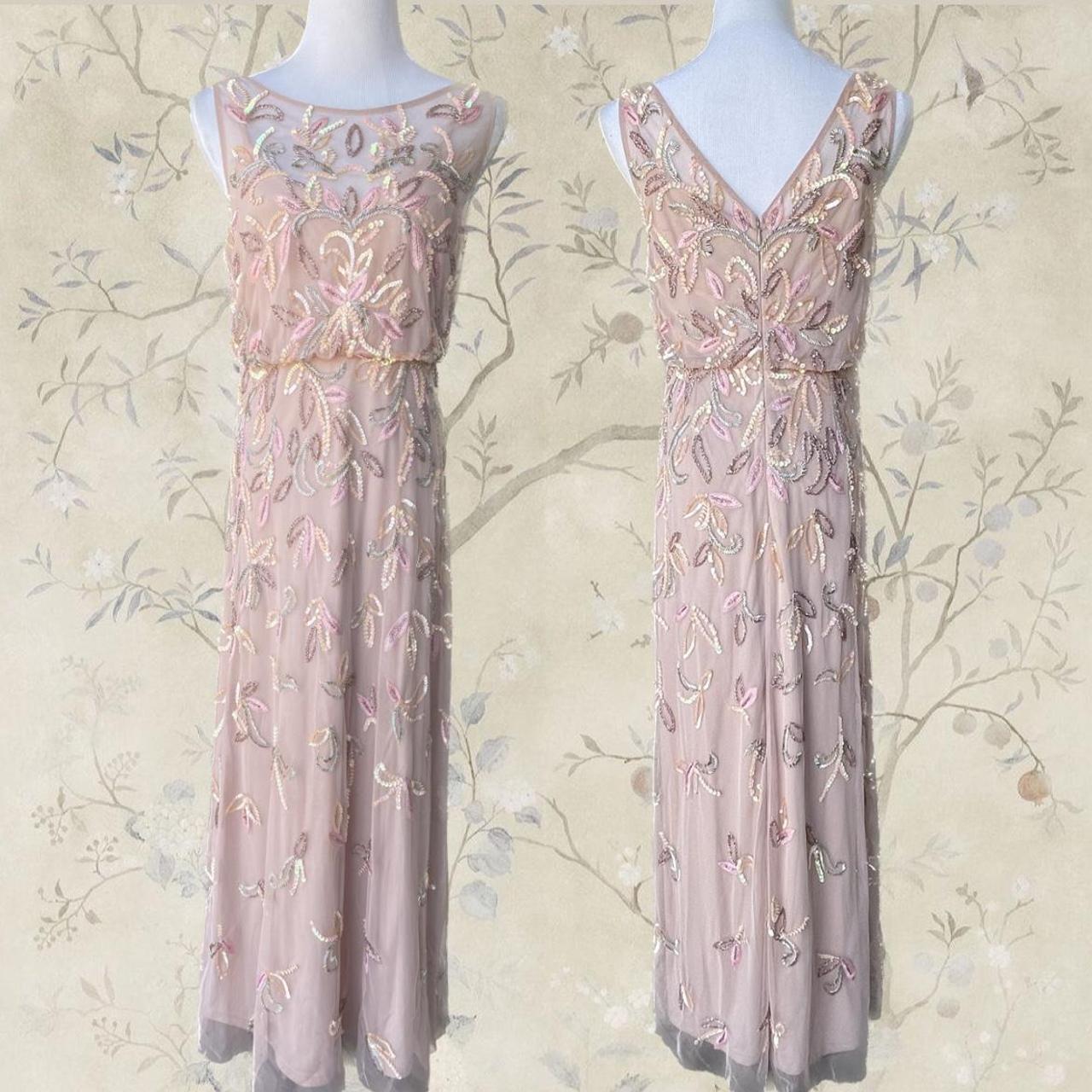 Vintage pink sleeveless blouson gown. Allover... - Depop