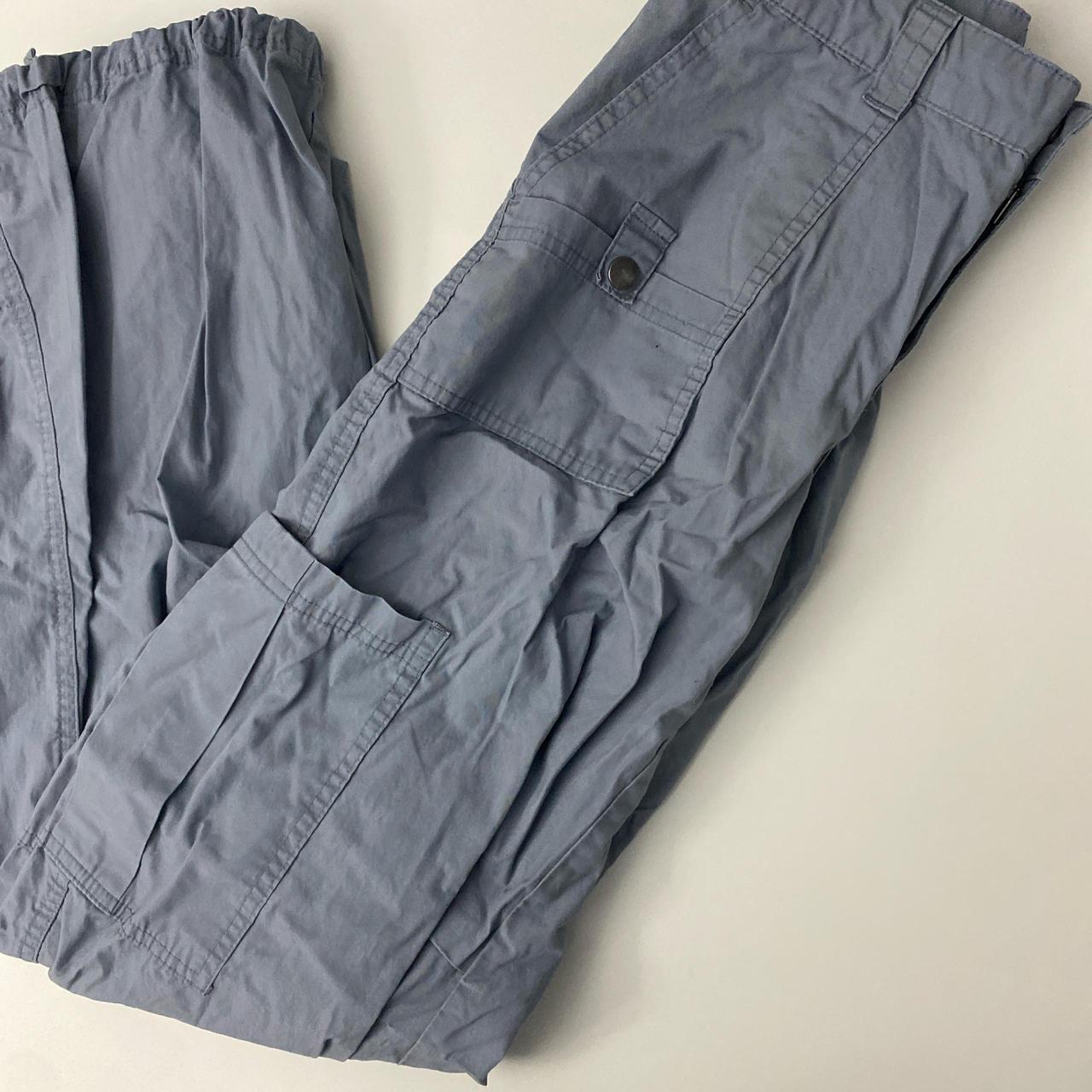 bluish grey baggy wide leg cargos with adjustable... | Depop