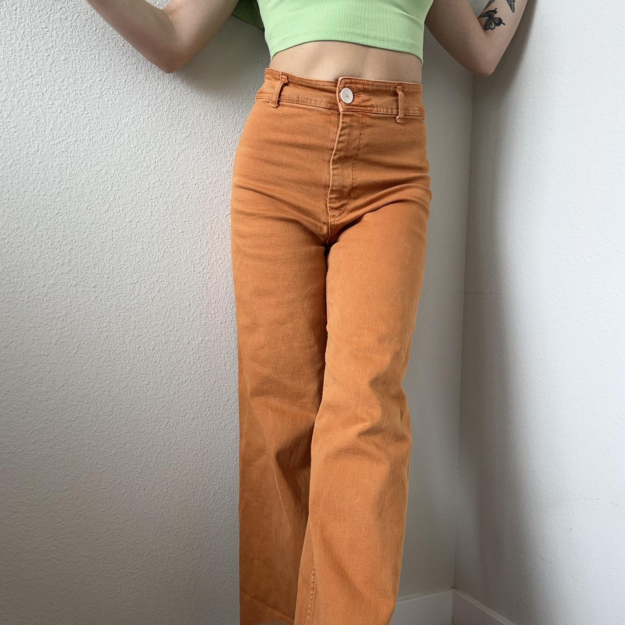 Zara Women's Orange Jeans | Depop
