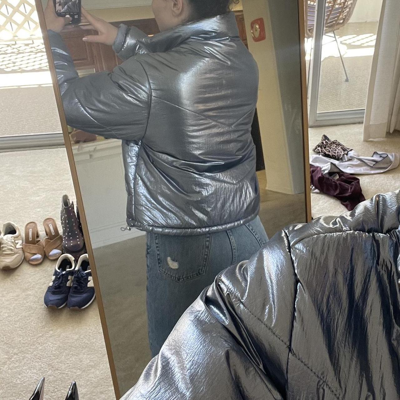 Shiny Ice Blue puffer! This jacket is so cute and... - Depop