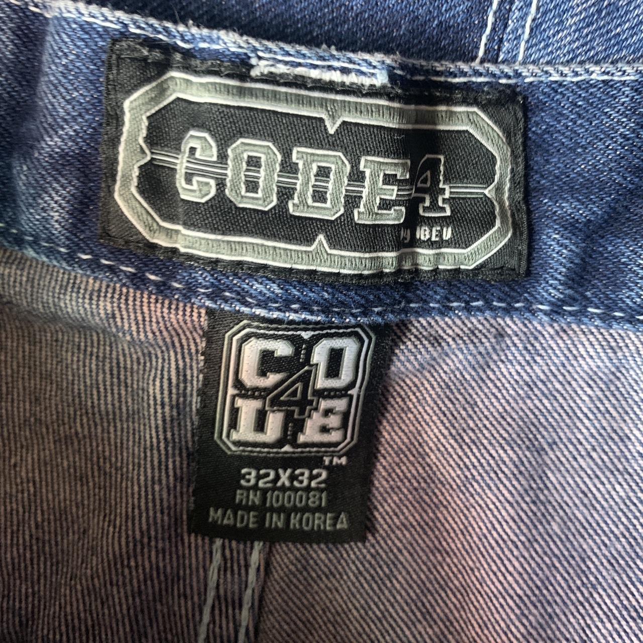 old code 4 men's jeans, super baggy with rly cool... - Depop