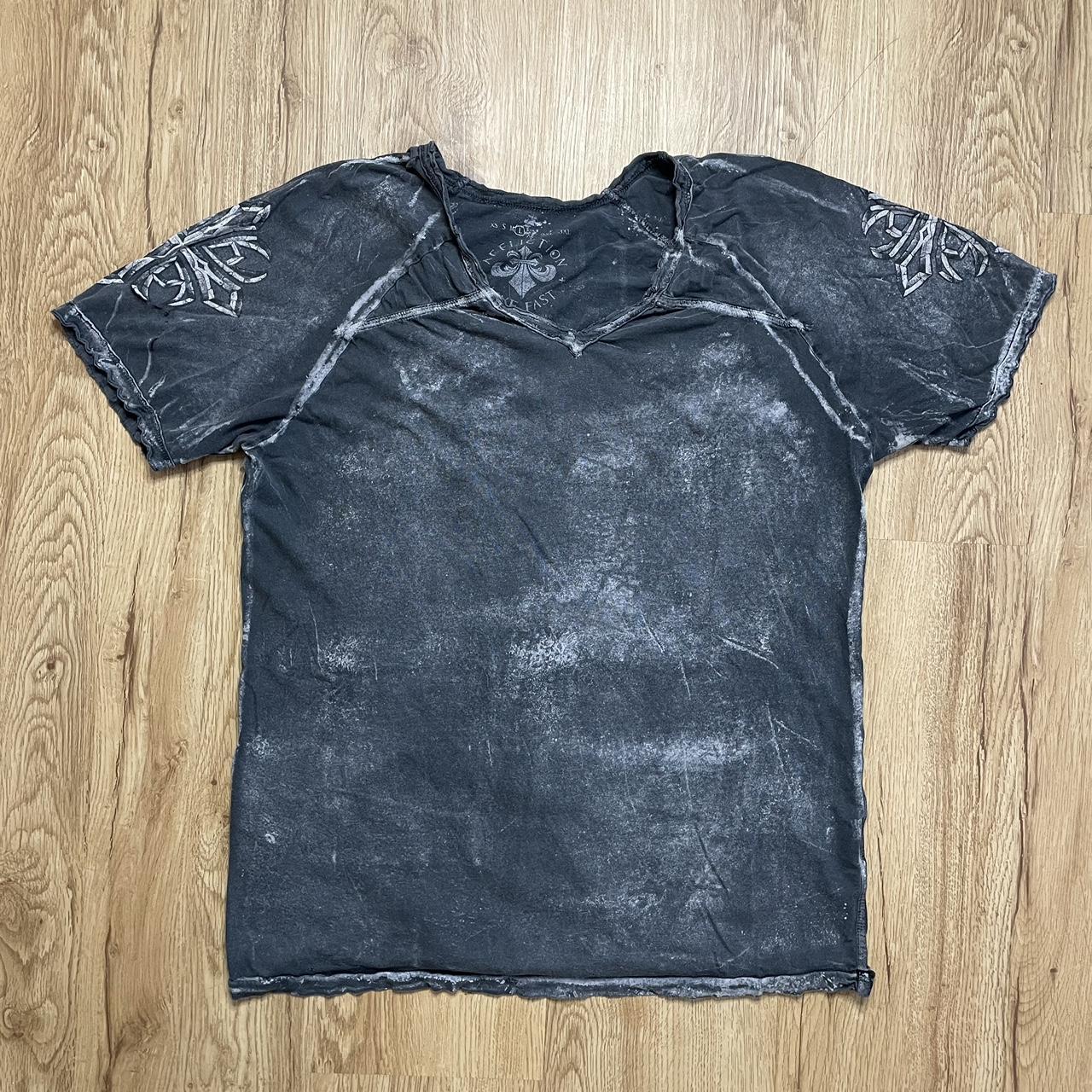 Y2K GRUNGE CYBER CRAZY BACK GRAPHIC AFFLICTION SKULL... - Depop