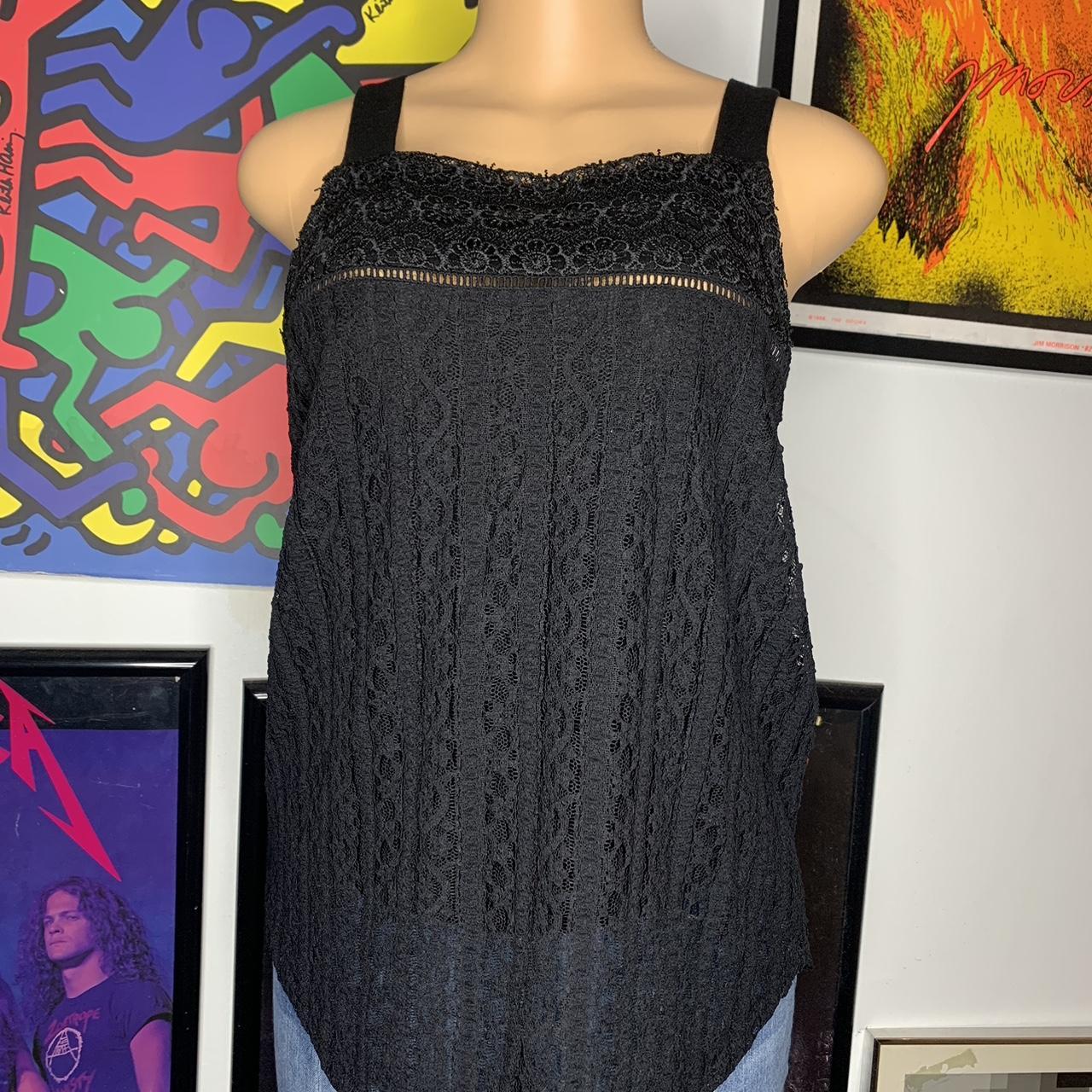 Lace overlay tank top Y2K lee Size medium Great... - Depop