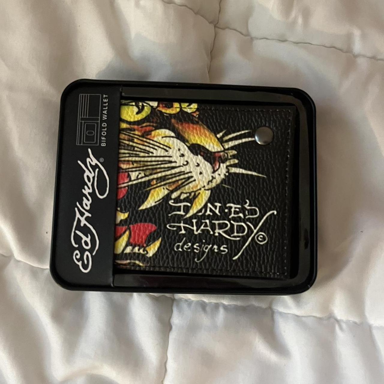 Ed Hardy black and tiger print fold wallet brand... - Depop