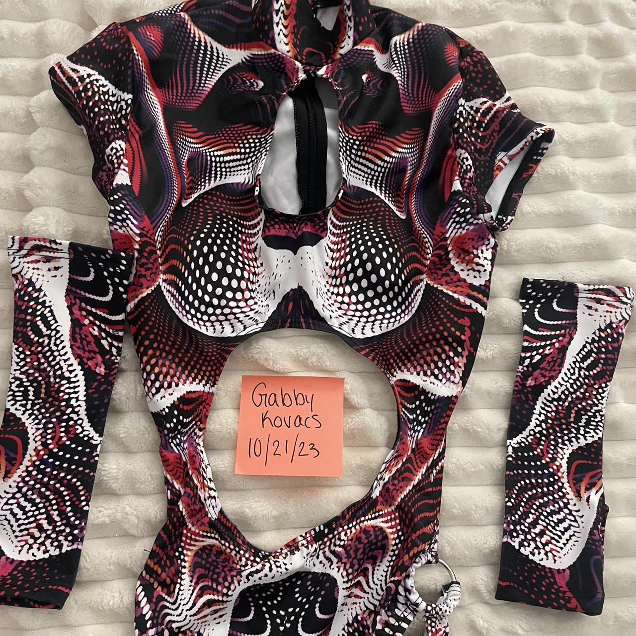 badkina rave bodysuit with gloves, never worn!... - Depop