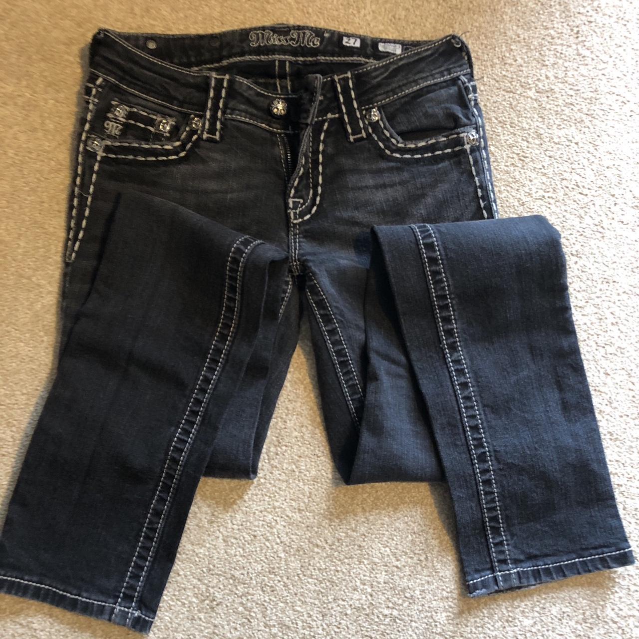 Miss Me Black Skinny Jeans Size: 27 Inseam:... - Depop