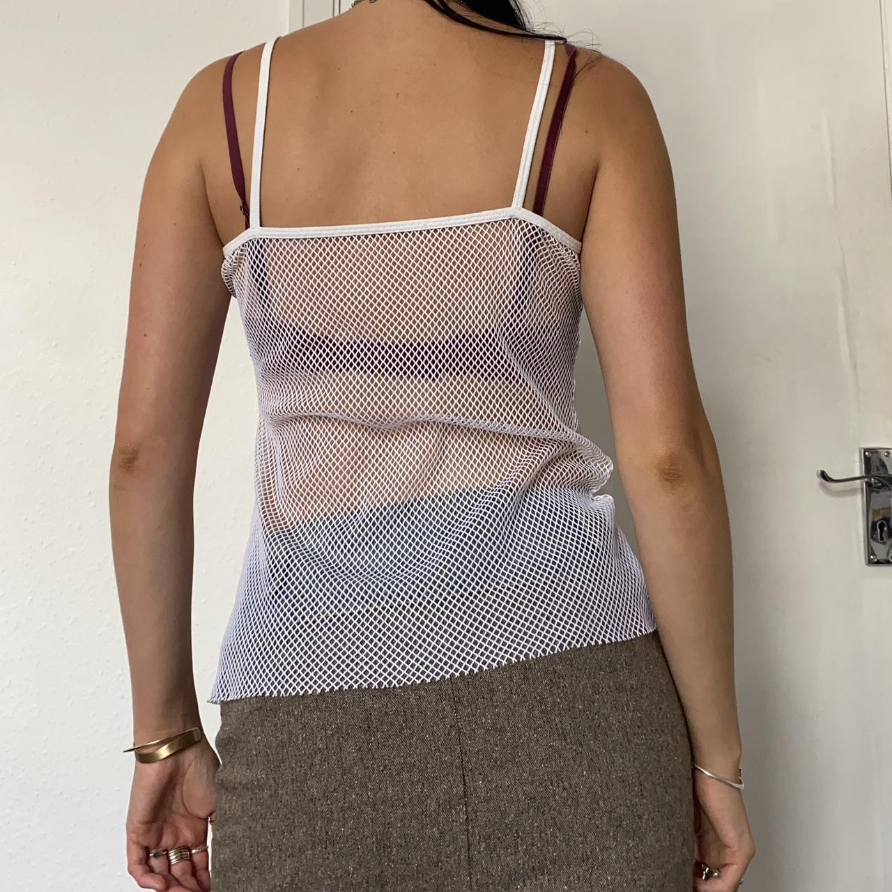 Fishnet white cami - size S SIZING: ﻿Not labelled... - Depop