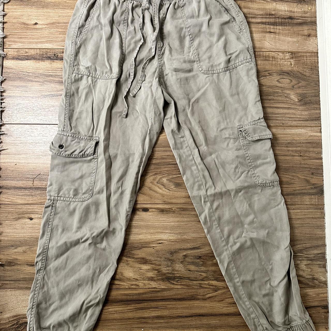 Tan drawstring cargo joggers 🐚 lightweight cargo... - Depop