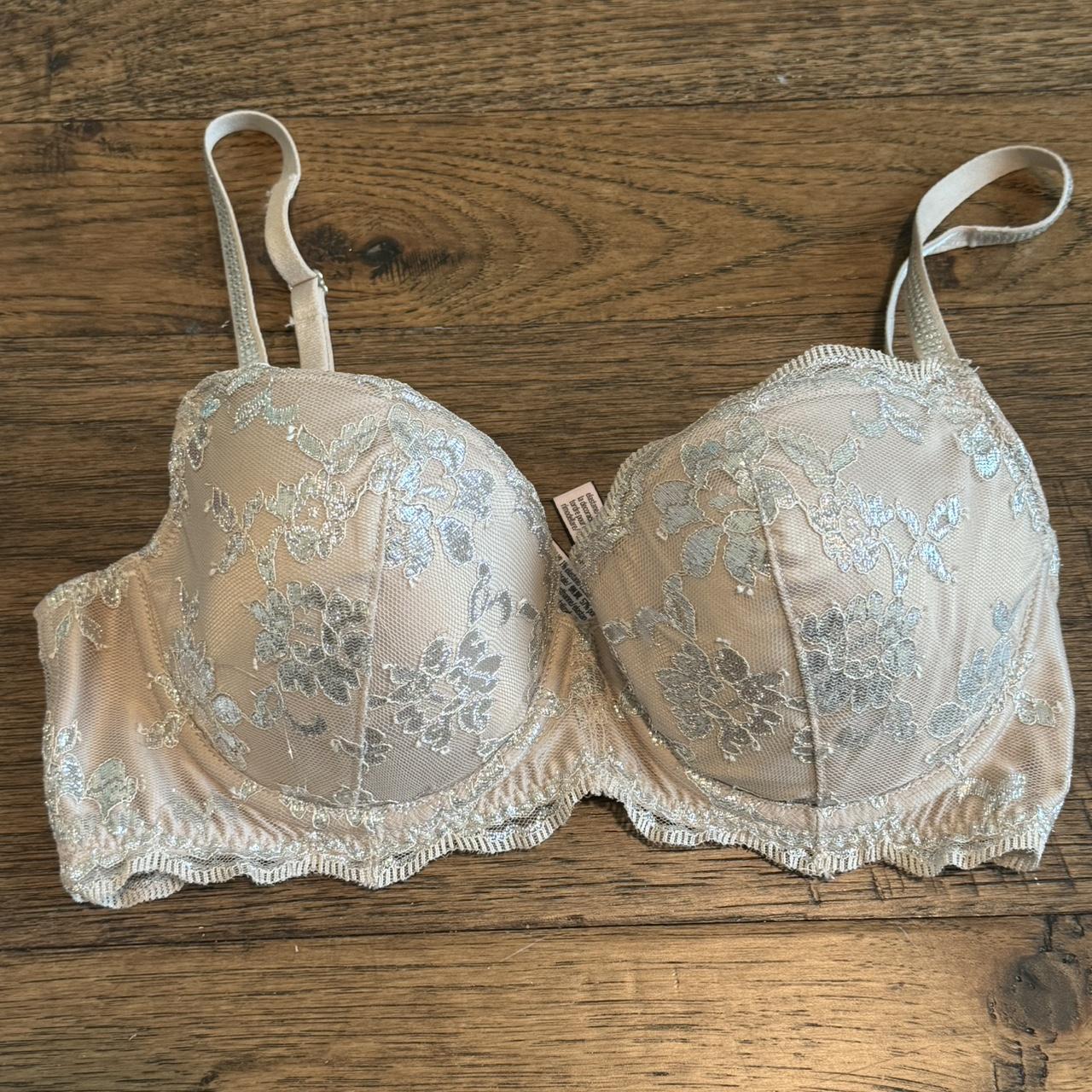 victoria’s secret vs dream angels nude and silver bra - Depop