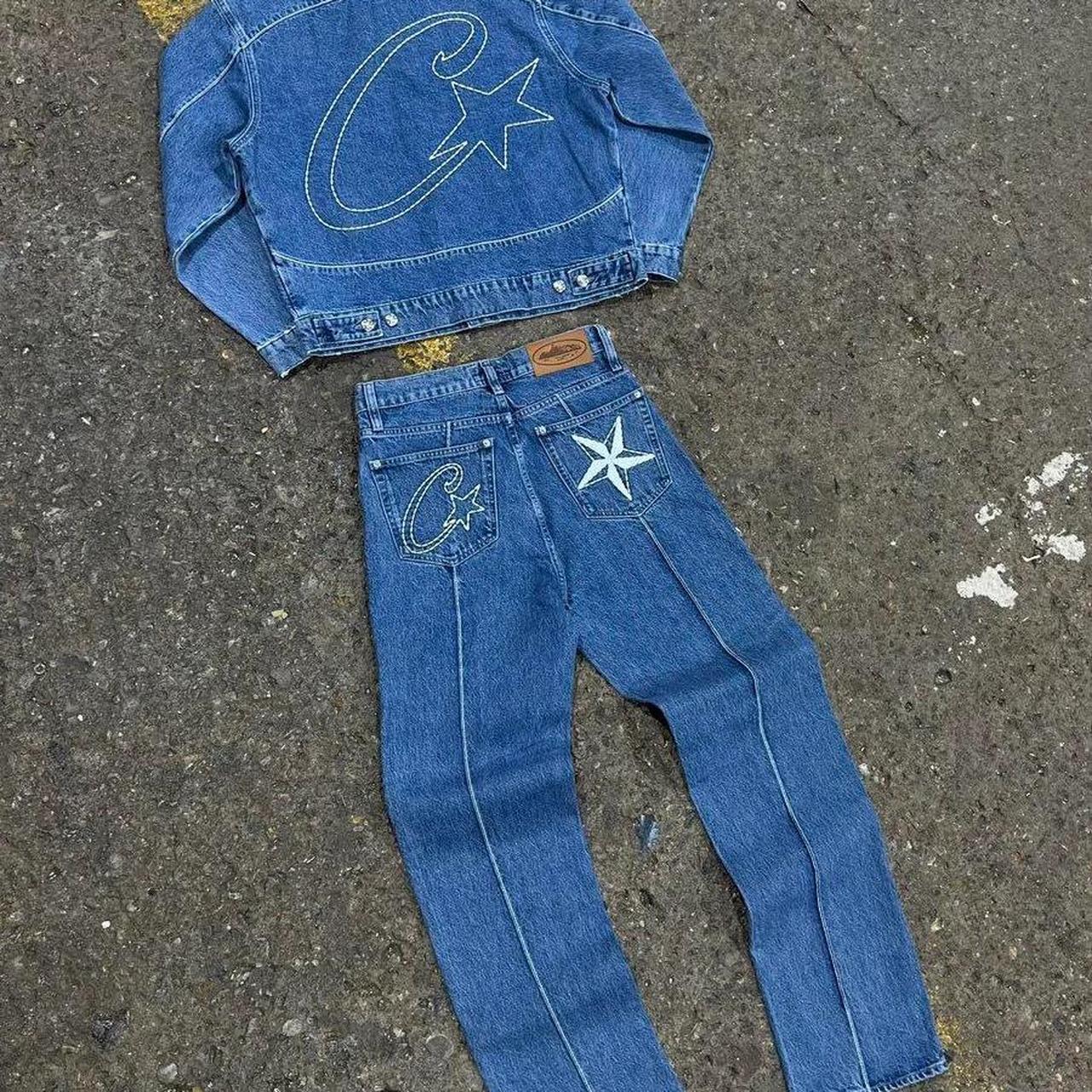 Corteiz RTW Denim ‘Genes’ jacket Faded blue... - Depop