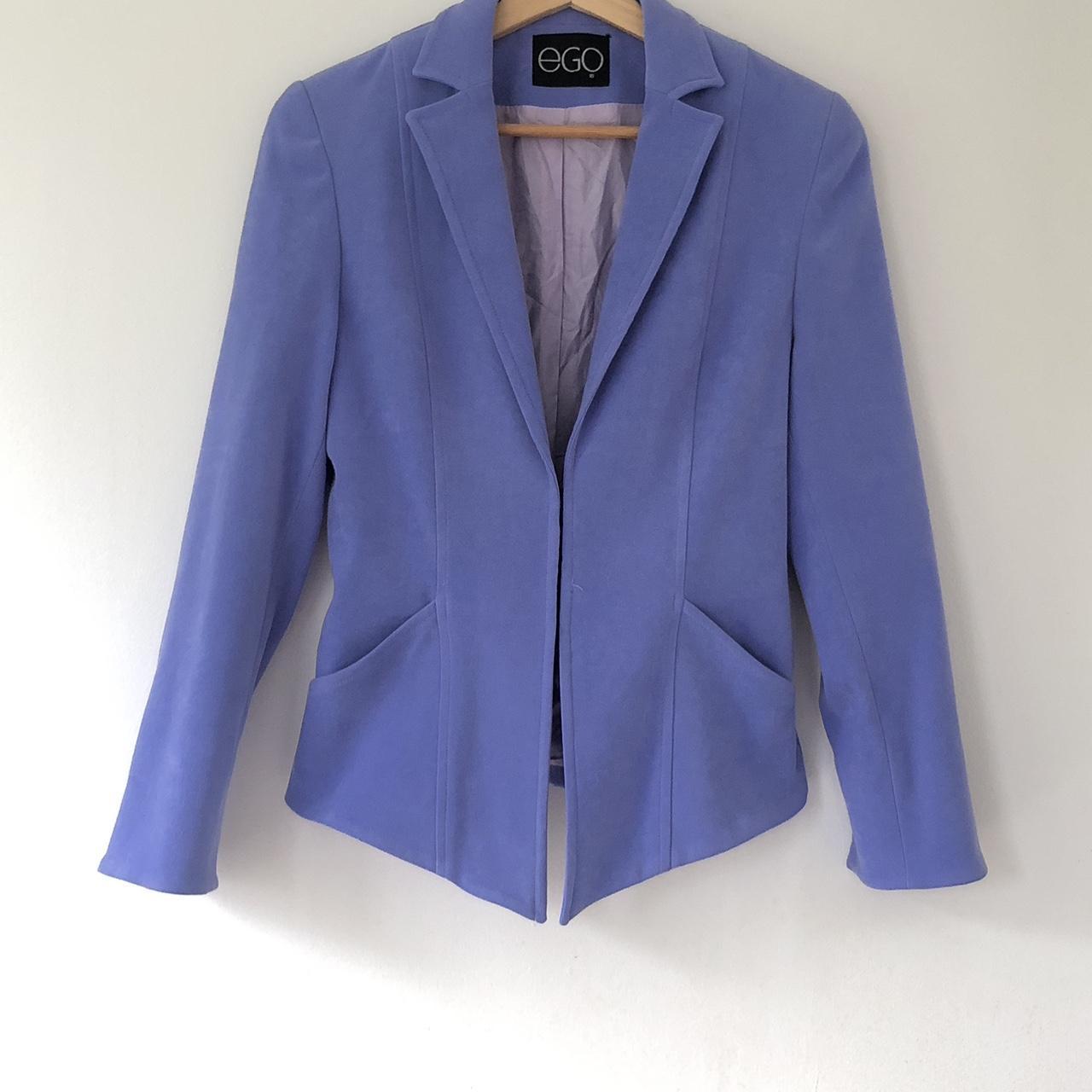 Violet suede blazer with silky lining and hook... - Depop