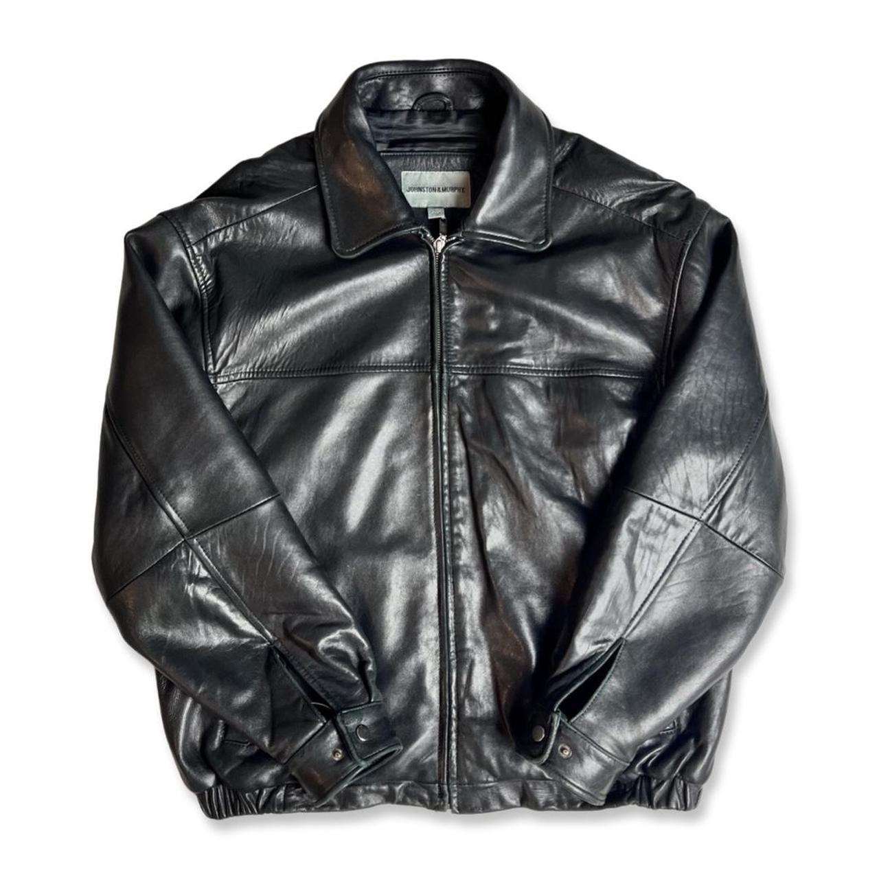 Johnston & Murphy Leather Jacket Size: Large... - Depop