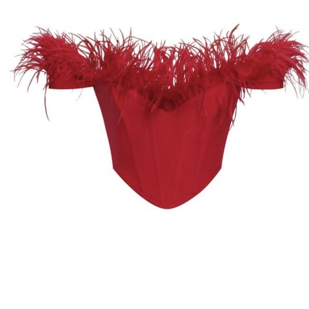 Miss circle Red feather top New Size:... | Depop