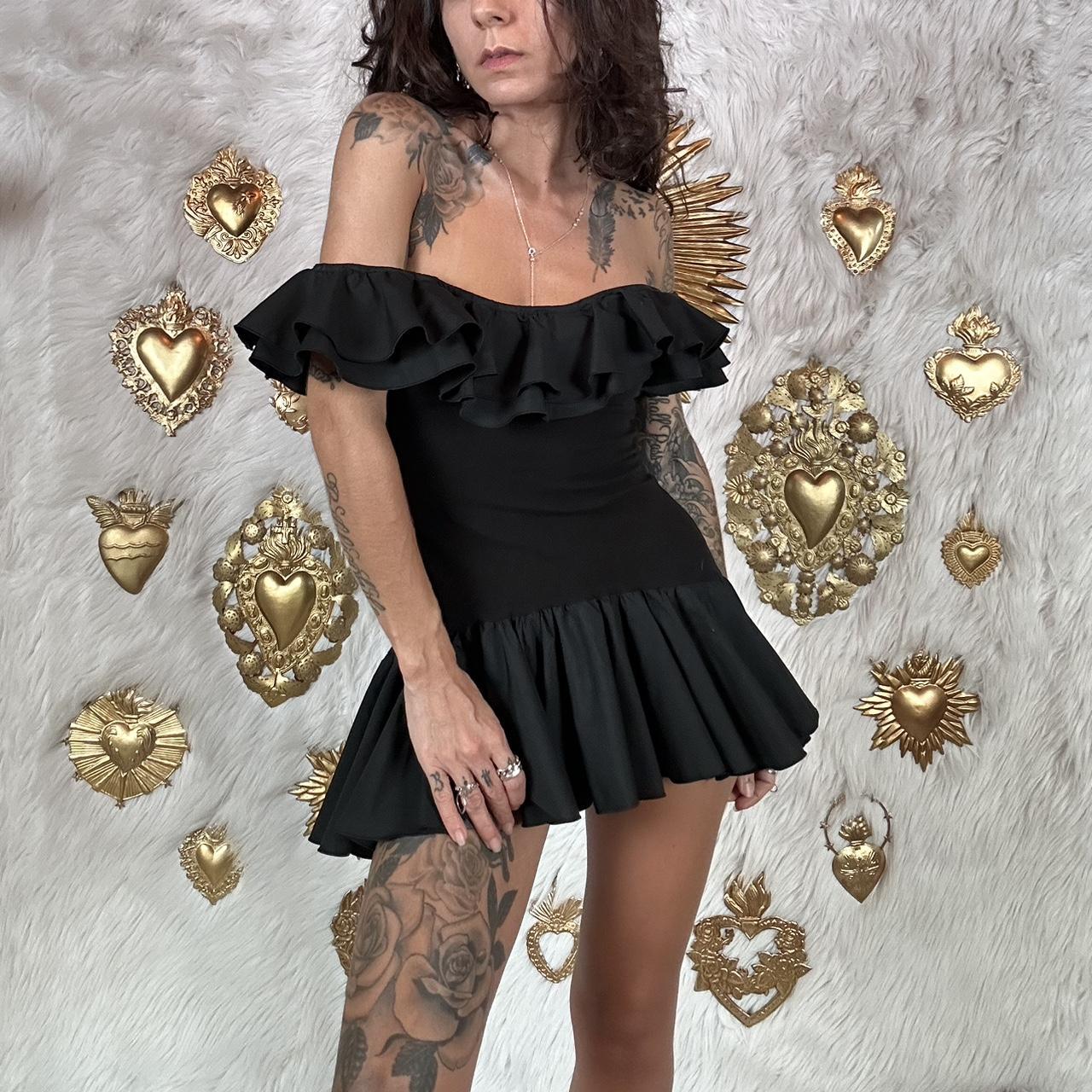 Vintage Y2K Betsey Johnson Ruffled Mini Dress in... - Depop