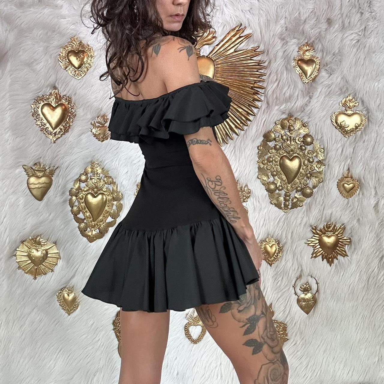 Vintage Y2K Betsey Johnson Ruffled Mini Dress in... - Depop