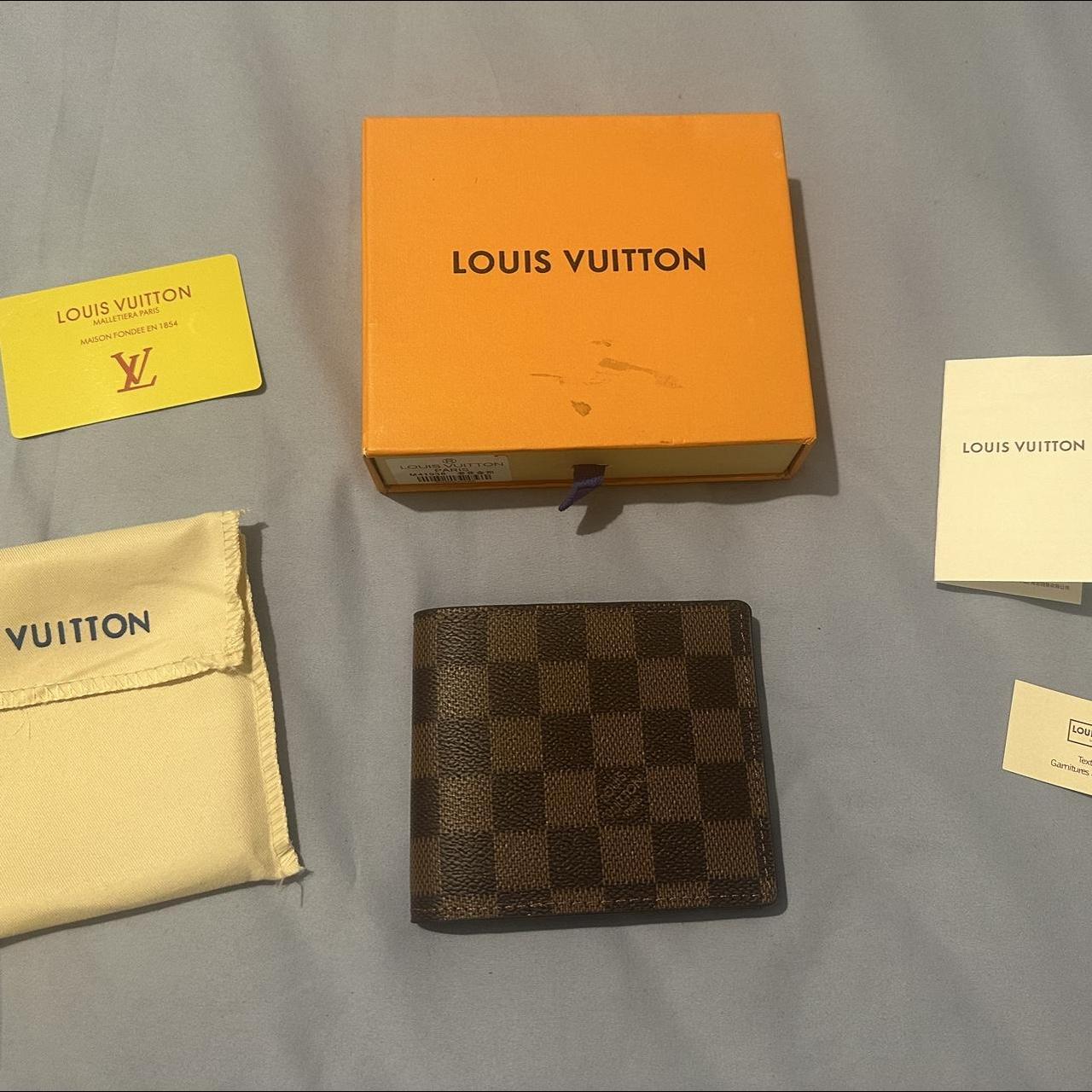 Louis Vuitton Brown Checkered Men’s Wallet Brand new... - Depop