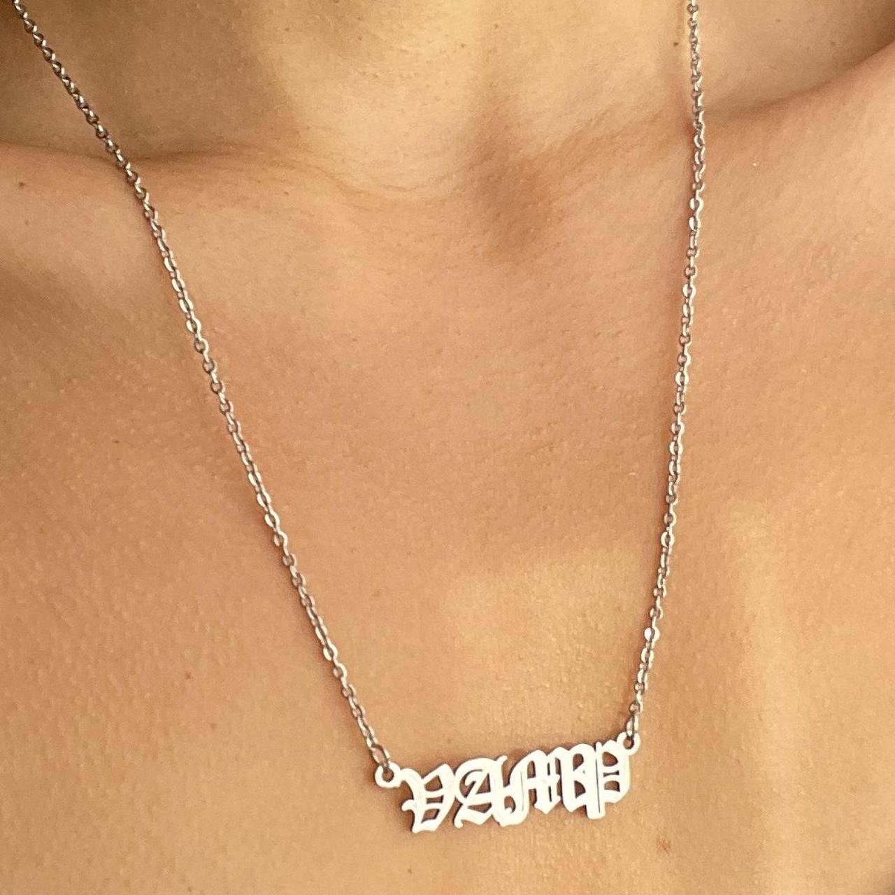 Vamp Gothic Letter Writing Necklace #catholic... - Depop