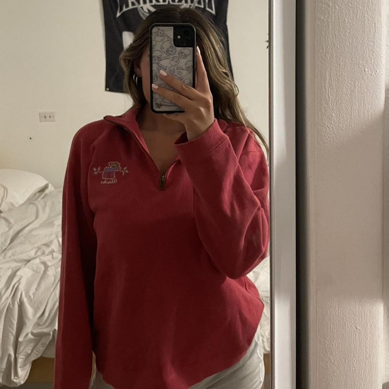 Red Alaska quarter zip Tags cut - Depop