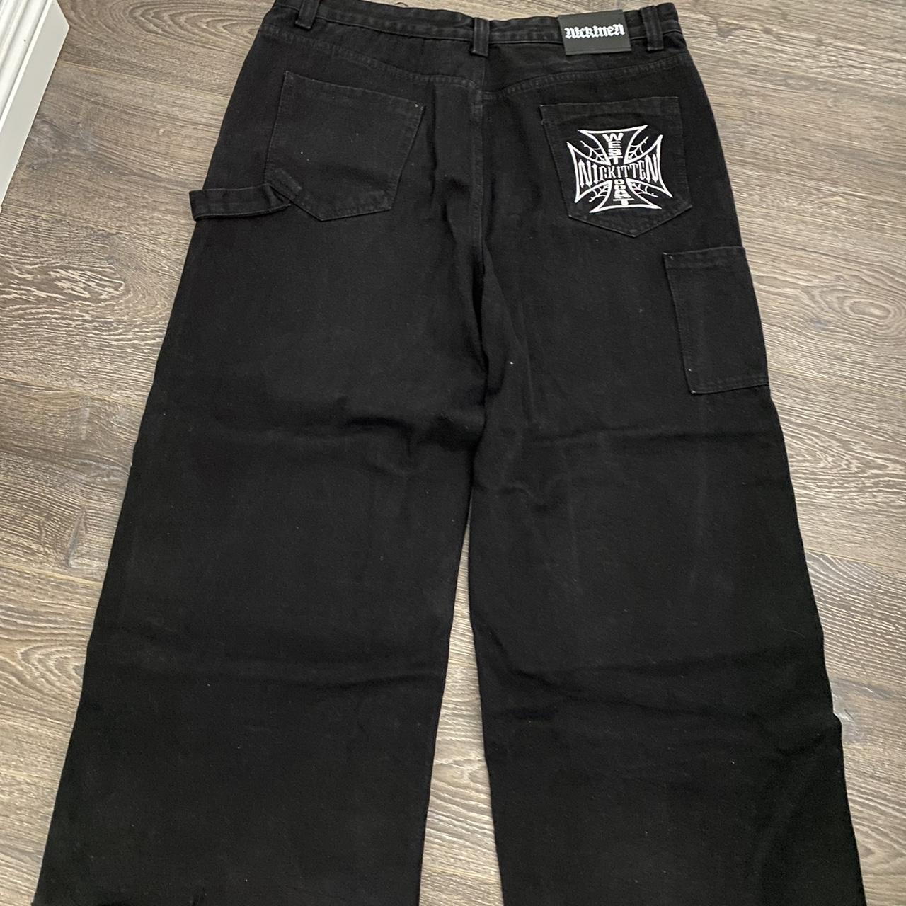 Nickitten baggy double knee jeans Cut to around 26... - Depop