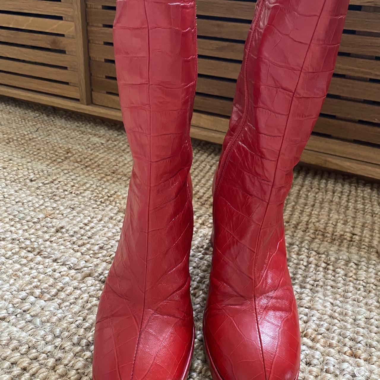 Miista Carlotta red calf length leather boots bought... - Depop
