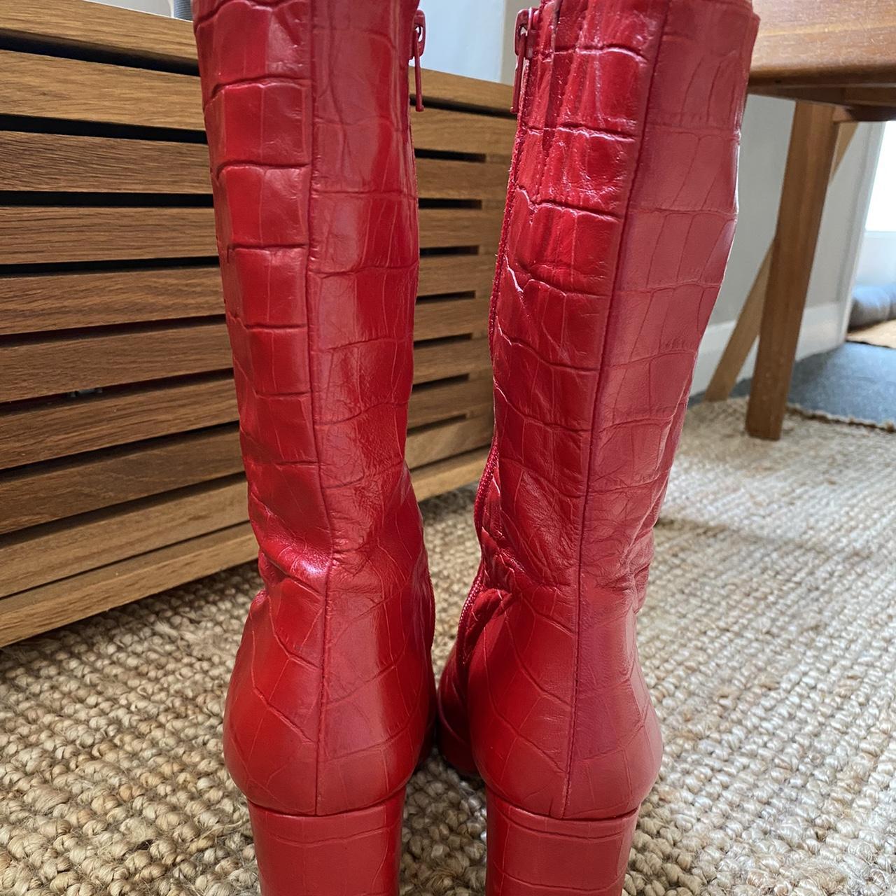 Miista Carlotta red calf length leather boots bought... - Depop