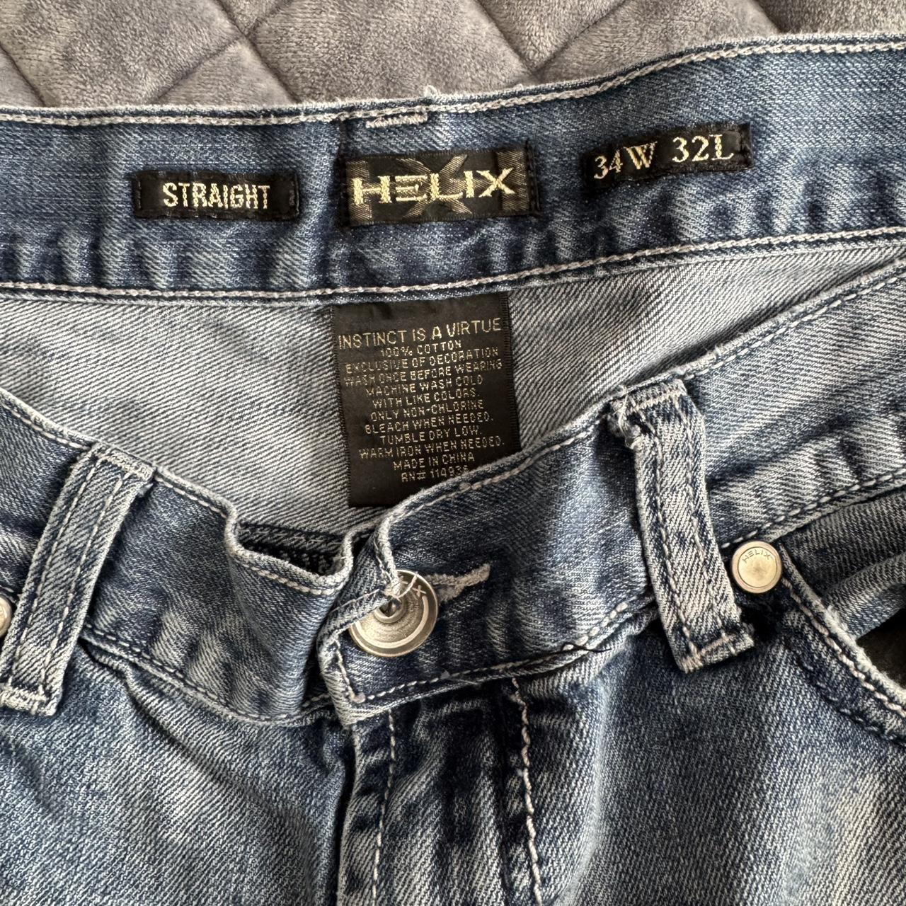 Blue straight helix boot cut jeans #casual - Depop