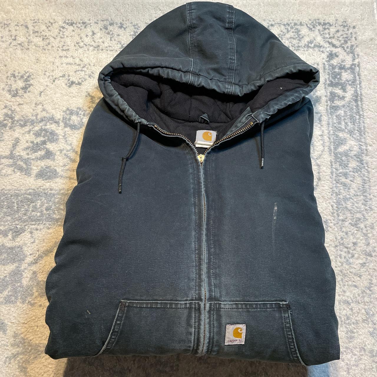 Vintage Dark Green Hooded Carhartt... - Depop