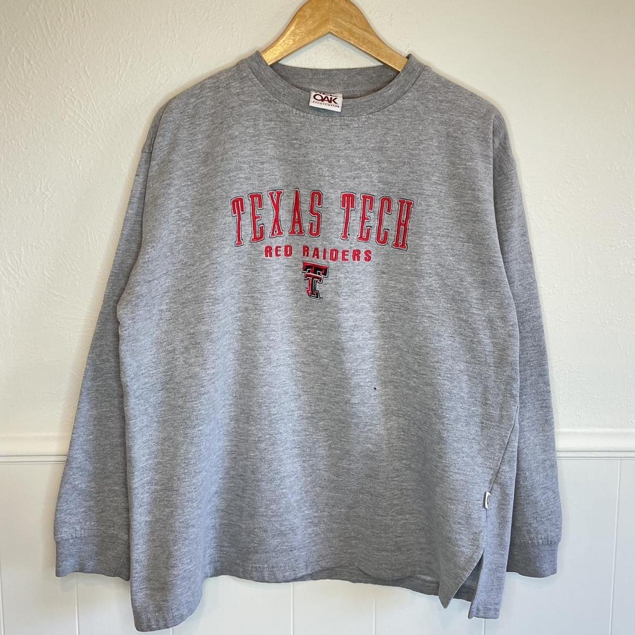 Vintage Texas Tech Embroidered Red Oak Sweatshirt - Depop