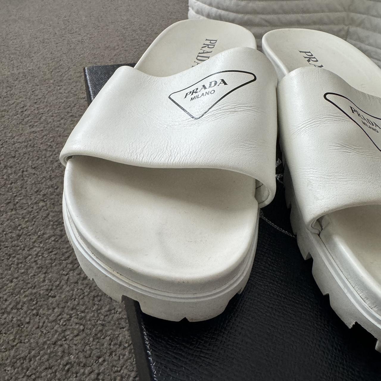 PRADA WHITE SLIDES - comes with original box ... - Depop