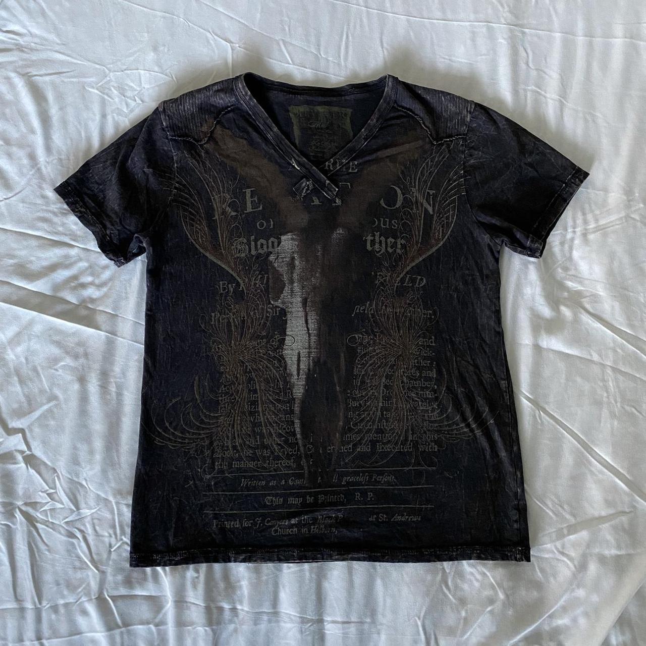 Grunge Ram Skull Shirt Cyber y2k mall goth... - Depop