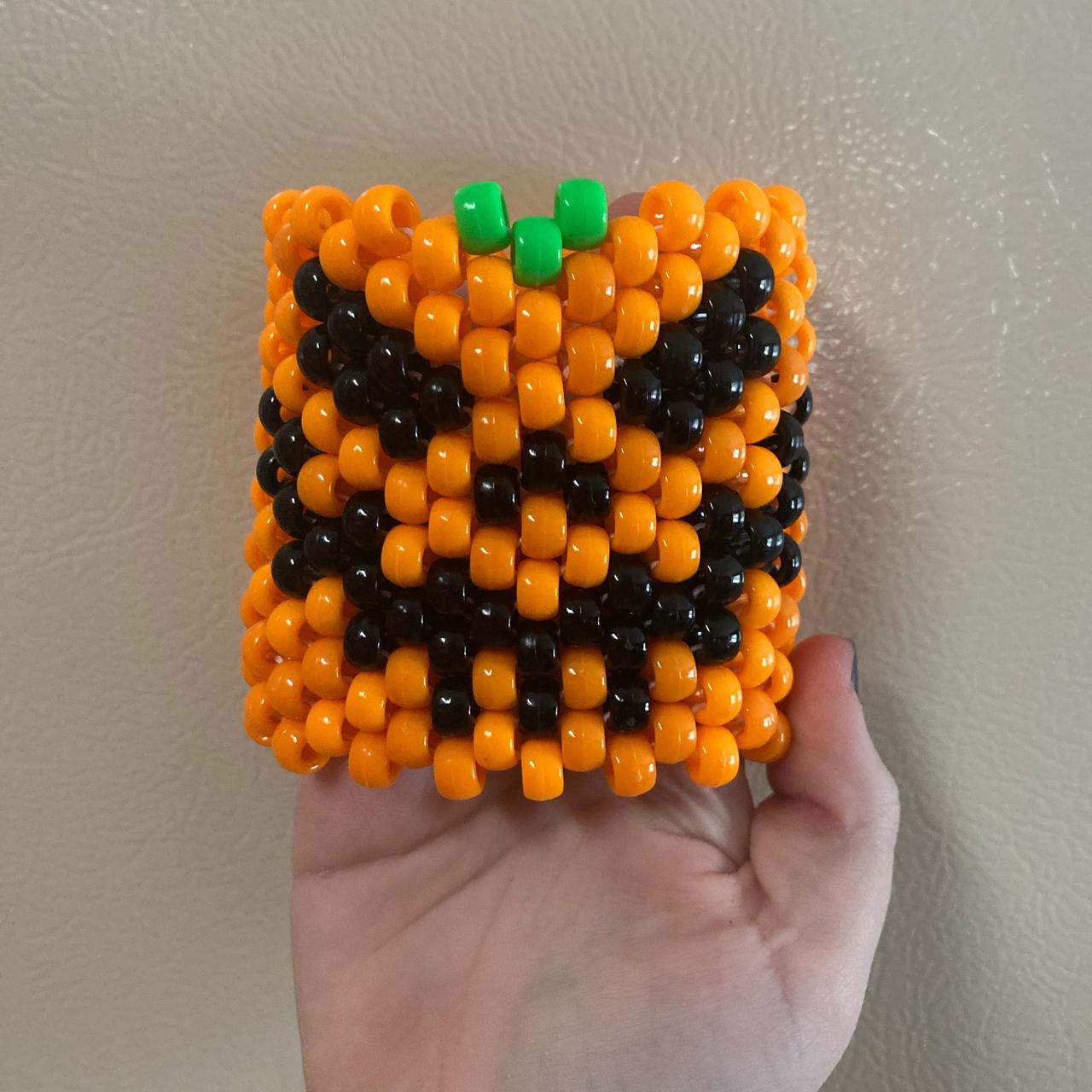 Simple Halloween pumpkin jack-o’-lantern cuff #kandi... | Depop