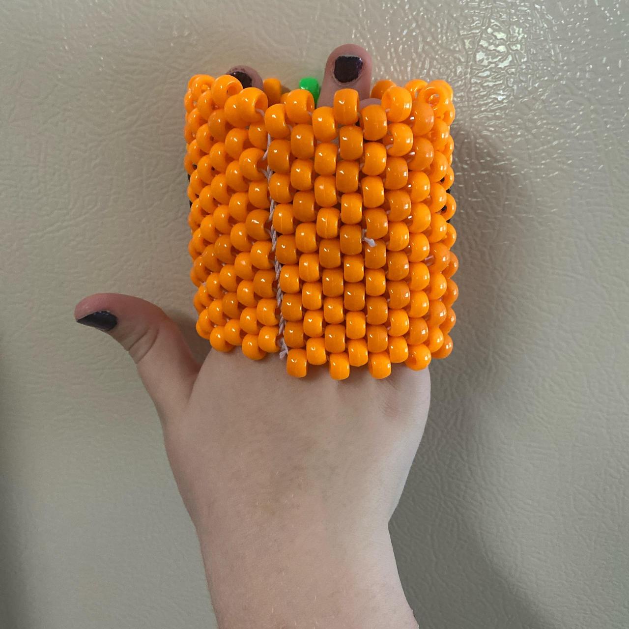 Simple Halloween pumpkin jack-o’-lantern cuff #kandi... | Depop