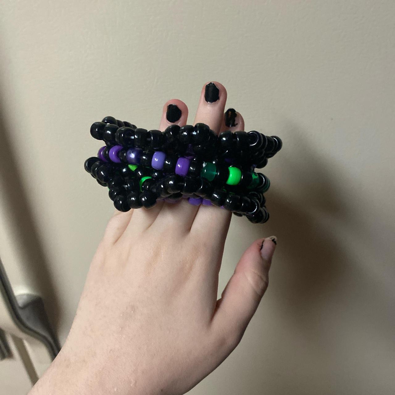 Trippy green and purple kandi mini rotator cuff... | Depop