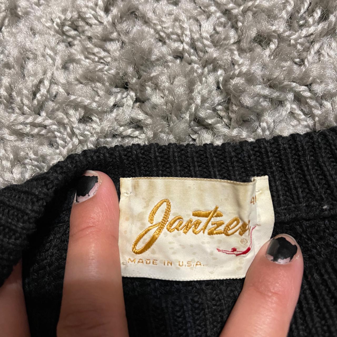 80s Jantzen Black Woven Swearer Size L Length:... - Depop