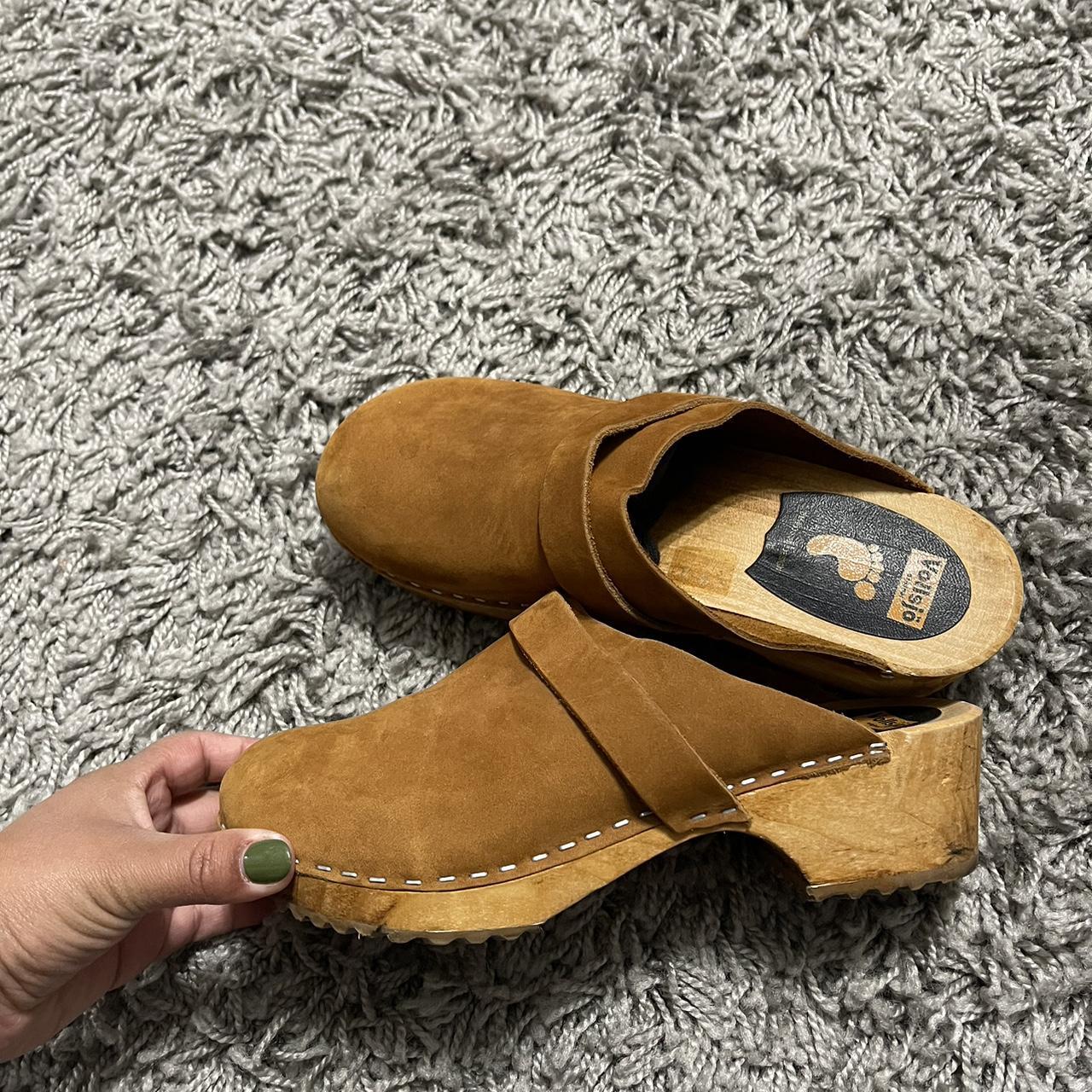 Boho Leather and Wood Clogs Size 38 #cottagecore... - Depop