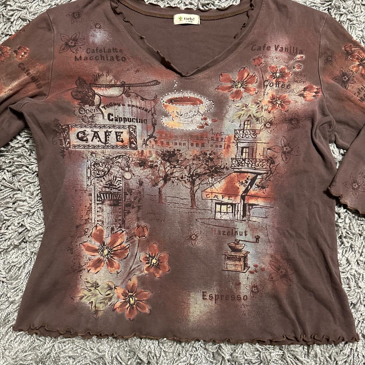 2000s Cactus Brand Graphic 3/4 Sleeve Shirt Size XL... - Depop