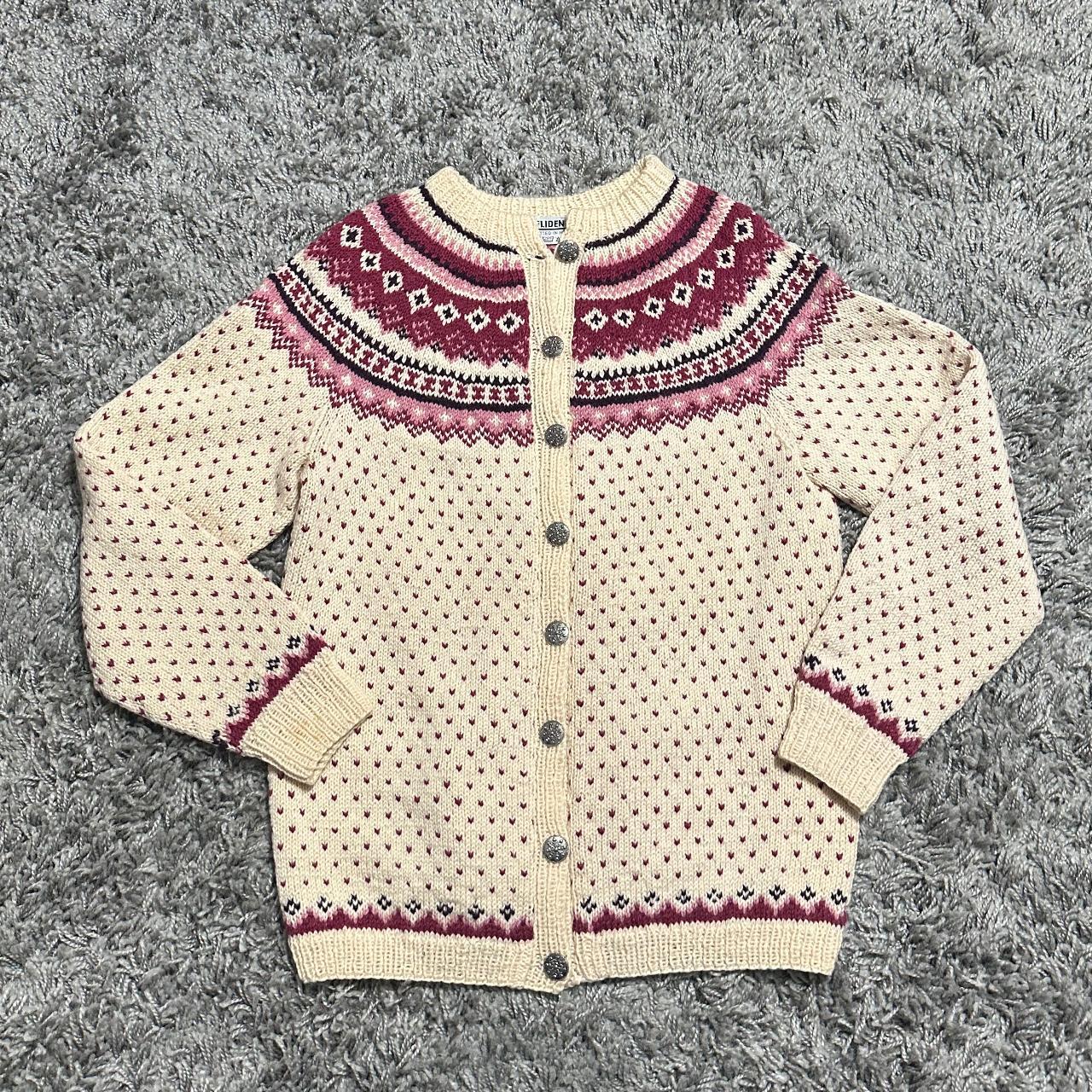 Vintage Hand Knitted Button Up Wool Sweater Size M... - Depop