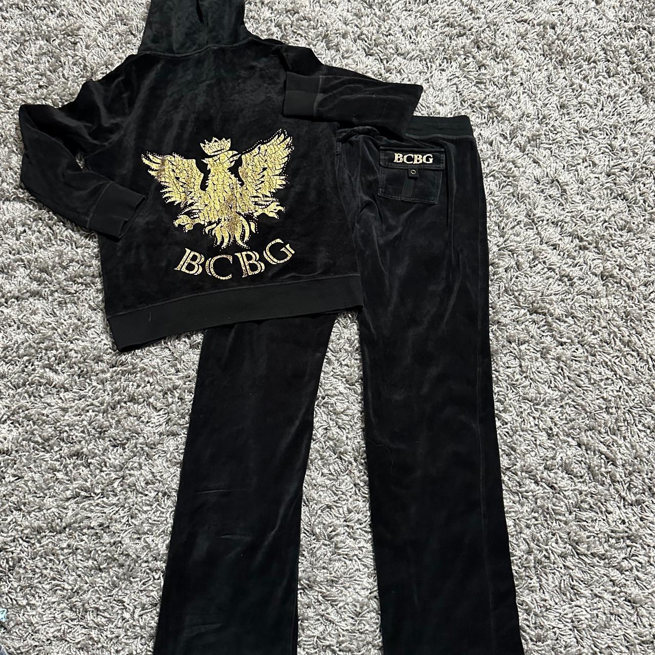 Y2K Juicy Doupe BCBG Black Track Suit Size L... - Depop